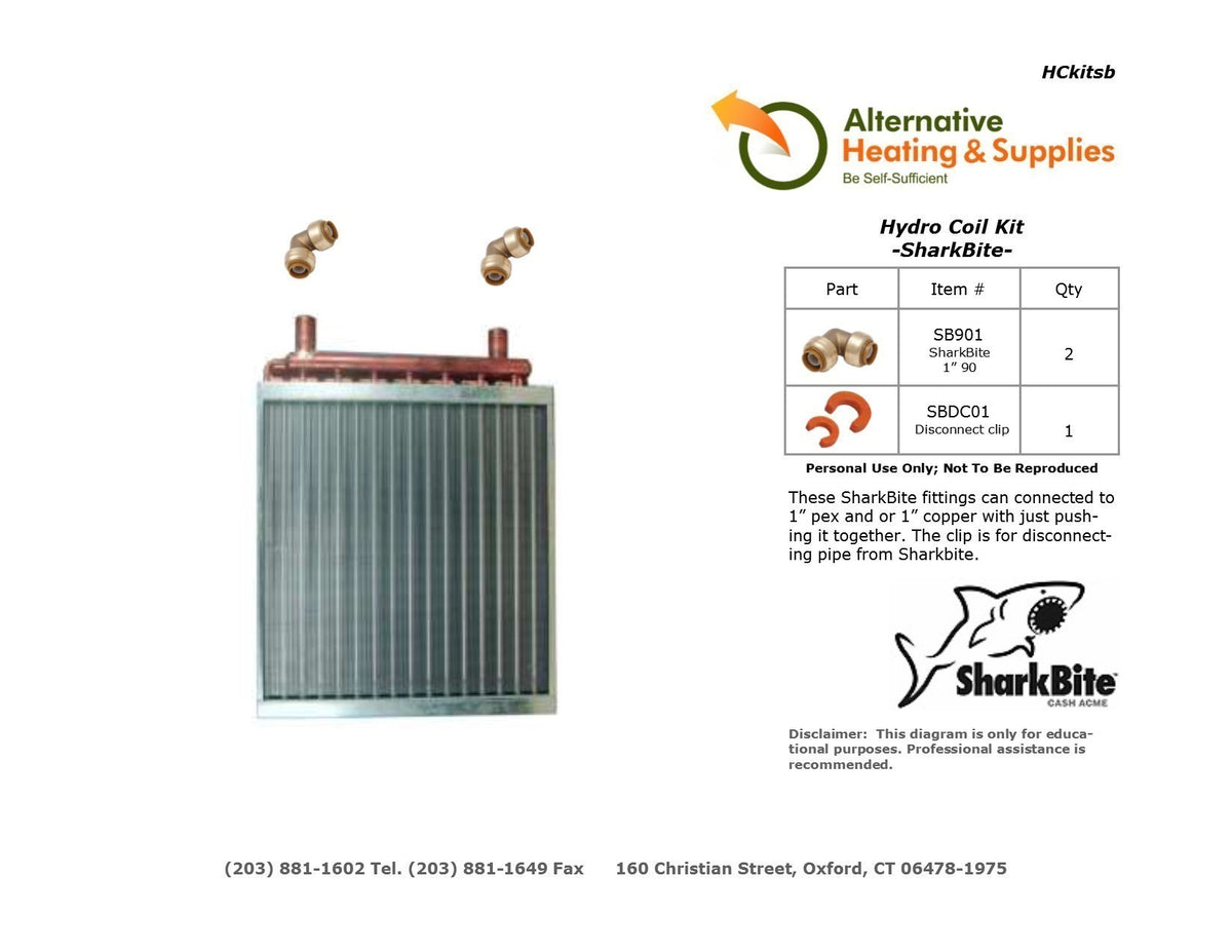 Hydro Coil Kit Sharkbite - Easy Installation Hydro Coil for Wood Boilers