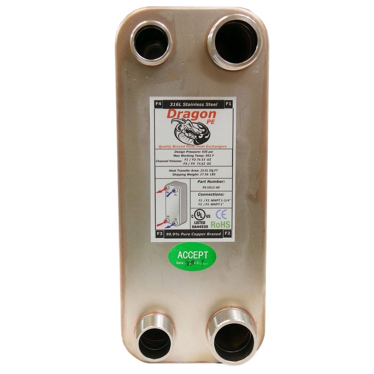 Brazed Plate Heat Exchanger 200,000 BTU | High-Quality Dragon Plate ...
